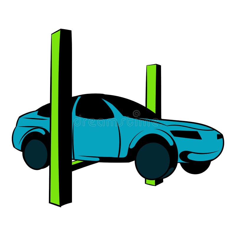 Car on the Lift Icon Cartoon Stock Vector - Illustration of auto, help ...