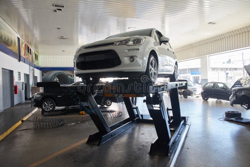 Car on the Lift Ready for Inspection Stock Image - Image of business ...