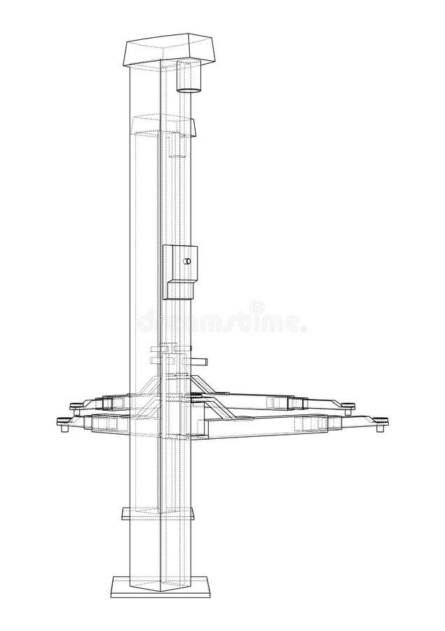 Car Lift Stand Tower with Car. Vector Stock Vector - Illustration of ...