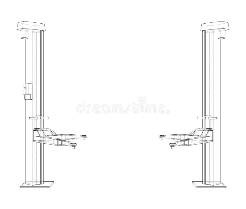 Car Lift Stand Tower with Car. Vector Stock Vector - Illustration of ...