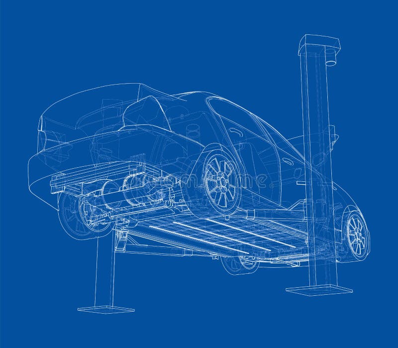 Car Lift Stand Tower with Car. Vector Stock Vector - Illustration of ...