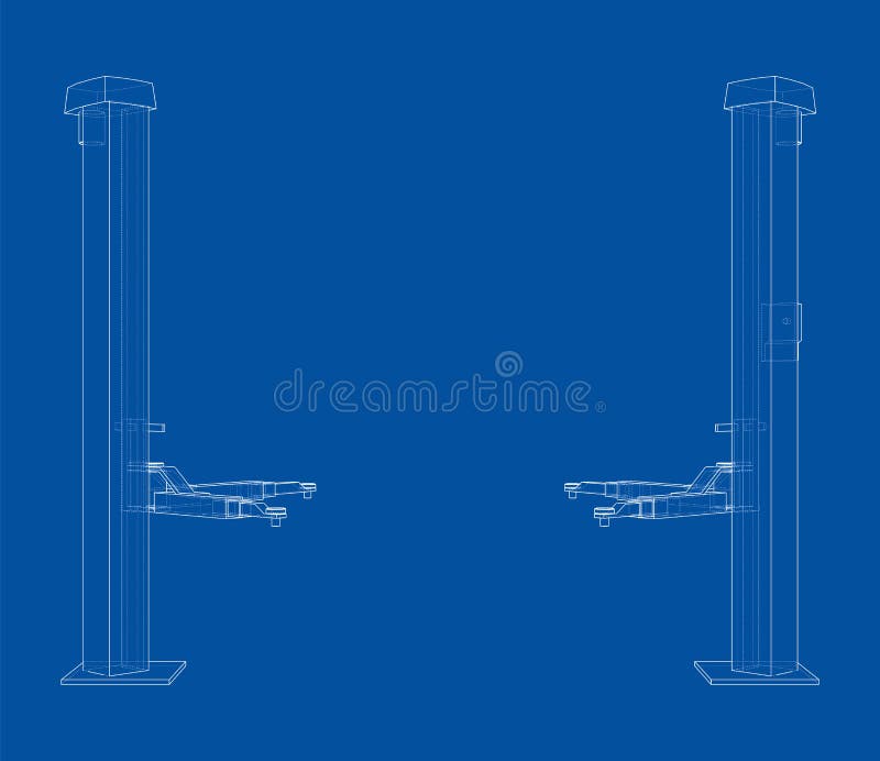 Car Lift Stand Tower with Car. Vector Stock Vector - Illustration of ...