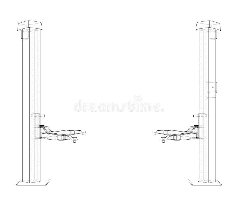 Car Lift Stand Tower with Car. Vector Stock Vector - Illustration of ...