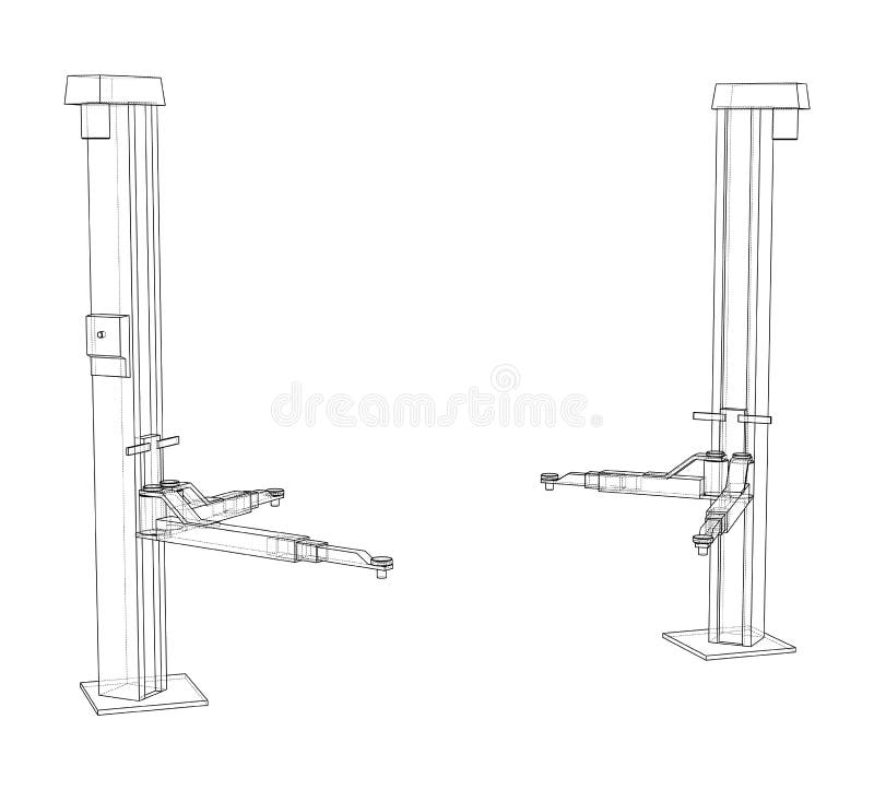 Car Lift Stand Tower with Car. Vector Stock Vector - Illustration of ...