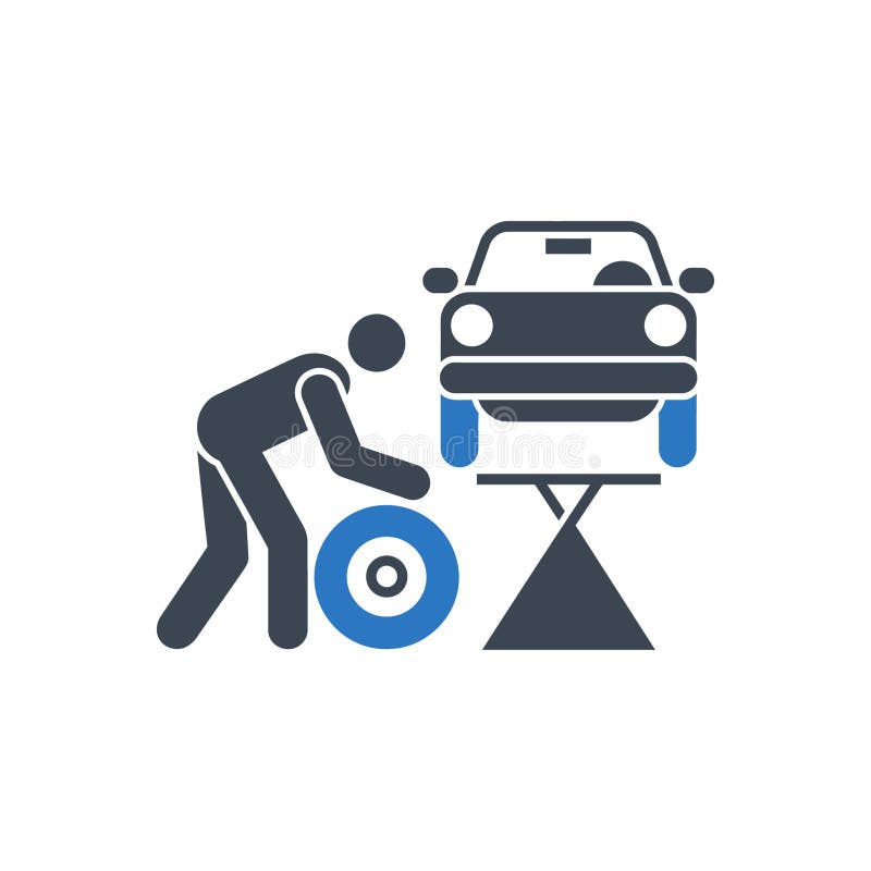 Car Lift Tire Change Icon stock illustration. Illustration of tire ...