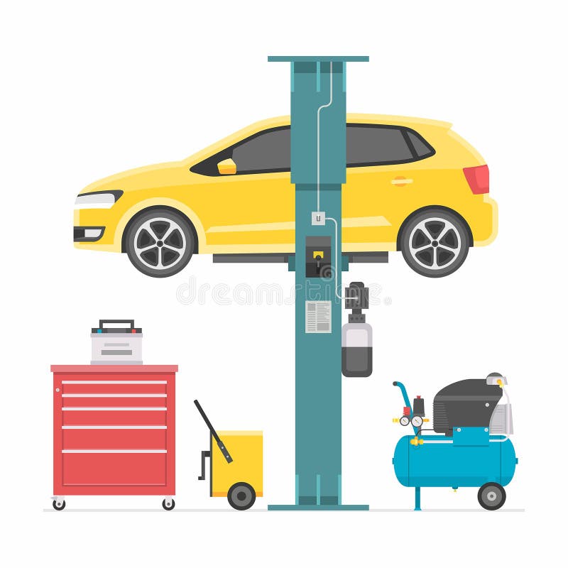 Car lifting stock vector. Illustration of garage, transportation ...