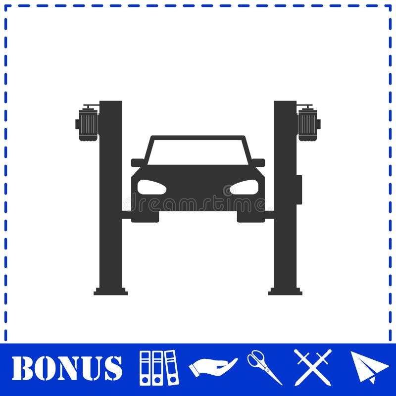 Car lifting icon flat stock illustration. Illustration of bonnet ...