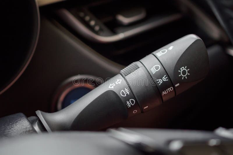 Car Light Control Switch Closeup Stock Image - Image of design, modern ...