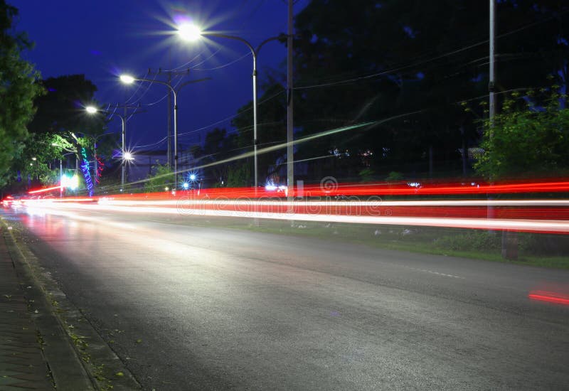 Car Light Moving Blurred on Way Road at Night in the City Stock Photo ...