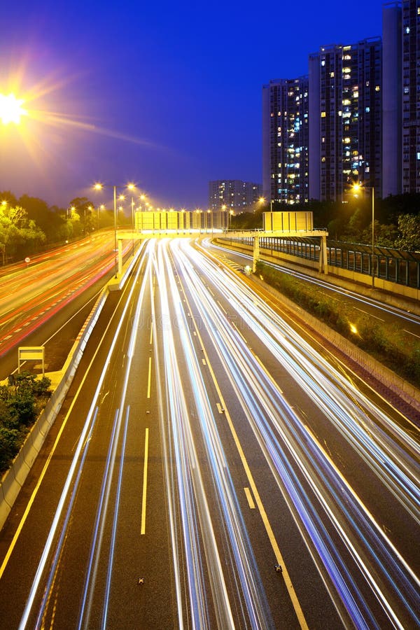 Car light trail on highway stock photo. Image of modern - 37547826