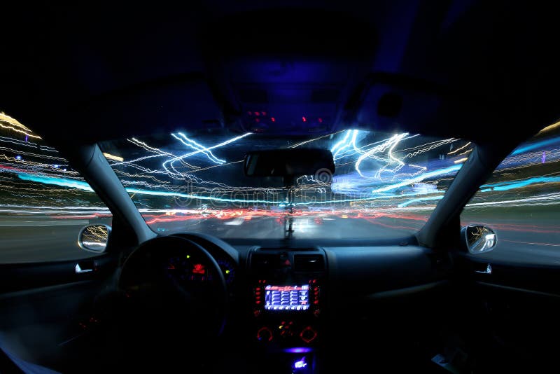 Car Light Trails, Driver Inside Stock Photo - Image of commuter, moving ...