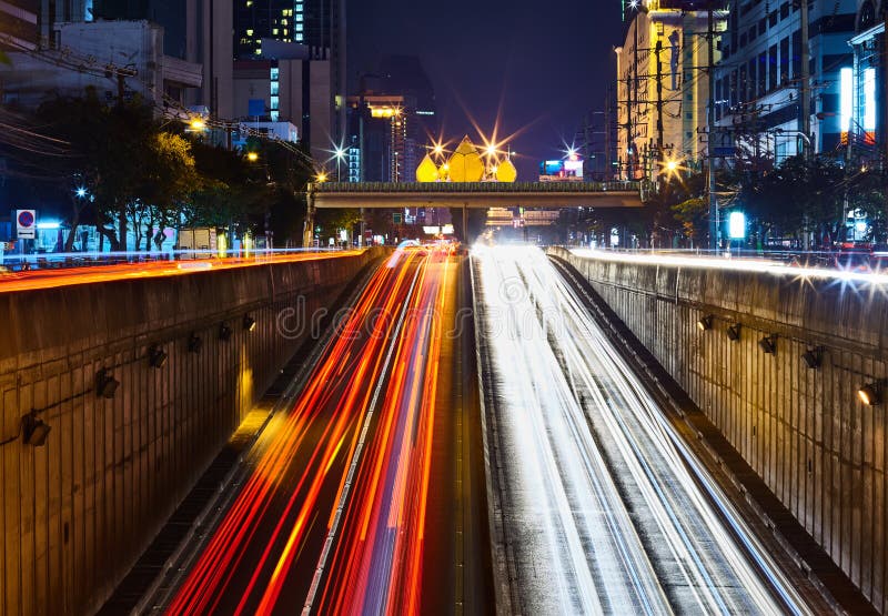 Car Light Trails on Long Exposure Stock Image - Image of motion ...