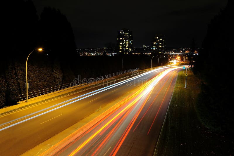 Car light trails at night stock image. Image of auto - 46258323