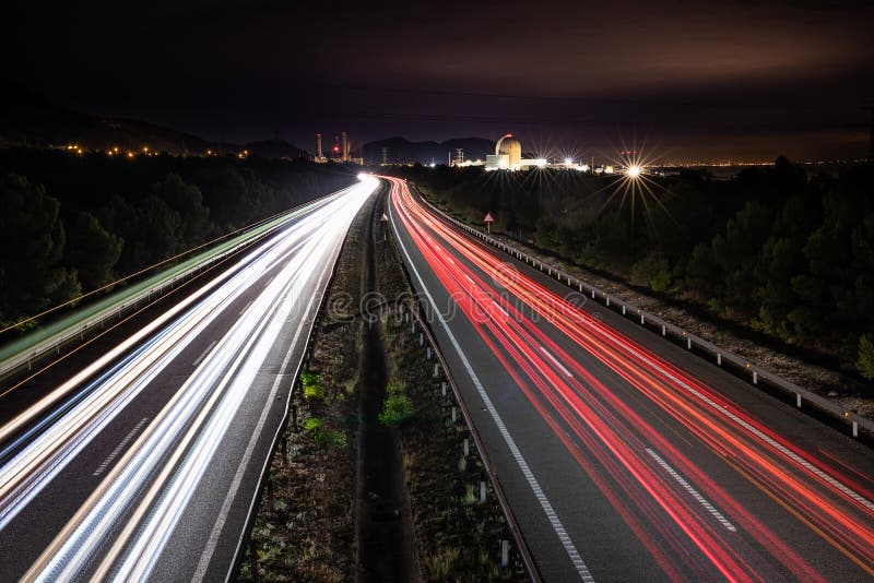 Car light trails at night stock image. Image of tail - 263506555