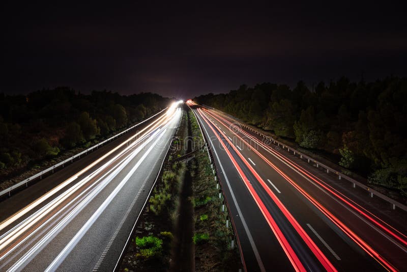 Car light trails at night stock photo. Image of traffic - 263506566