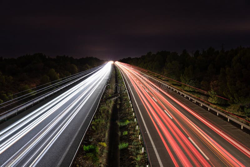 Car light trails at night stock image. Image of night - 263506575
