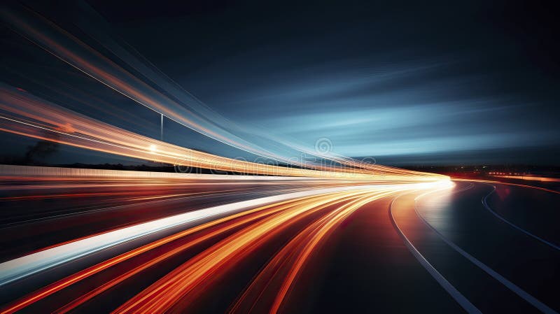 Car Light Trails on the Road at Night. Concept of Speed and Motion ...