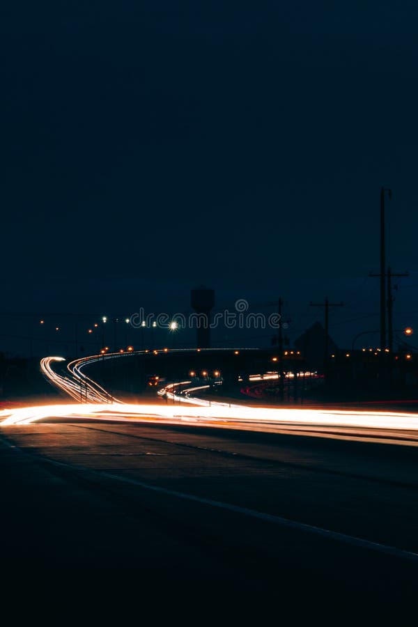 Car Light Trails on a Road at Night Stock Image - Image of vehicle ...