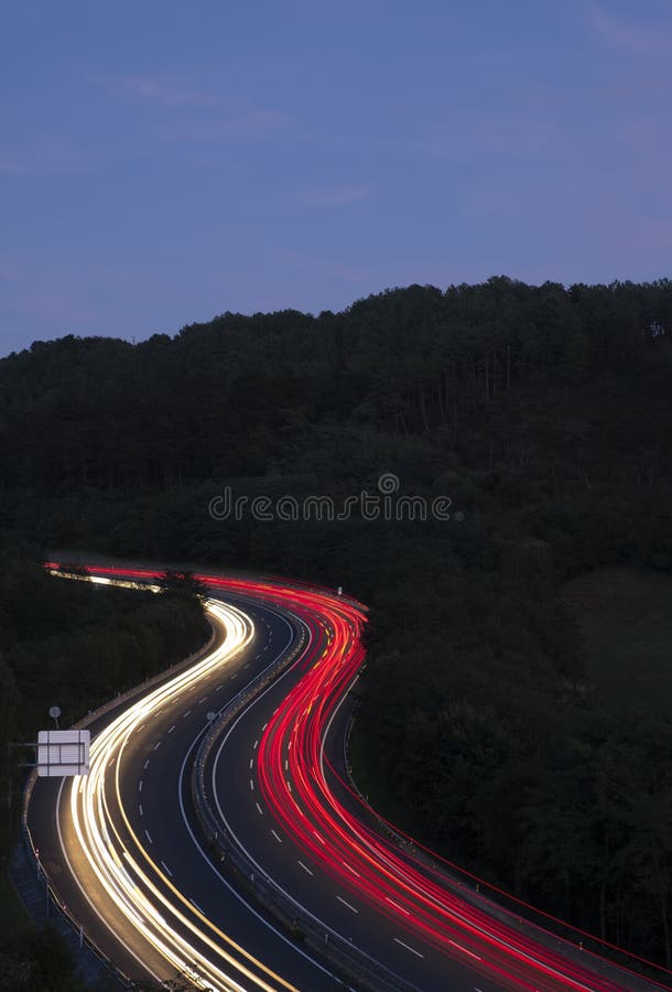 Car Lights Driving on the Freeway at Night Stock Photo - Image of auto ...