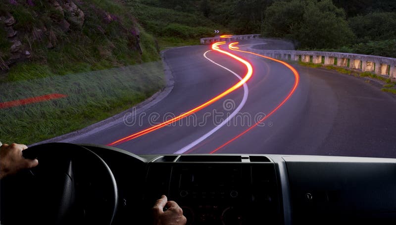 Car Lights, Driving on the Road Stock Photo - Image of perspective ...