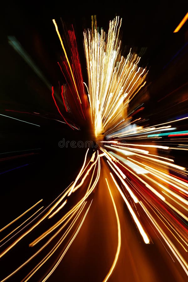 Car Lights in Motion Blur with Zoom Effect Stock Image - Image of road ...