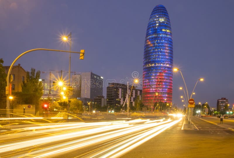 Car Lights at Night in Barcelona Stock Photo - Image of lights, road ...