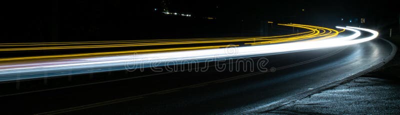 Car Lights at Night. Long Exposure Stock Photo - Image of cars, scene ...