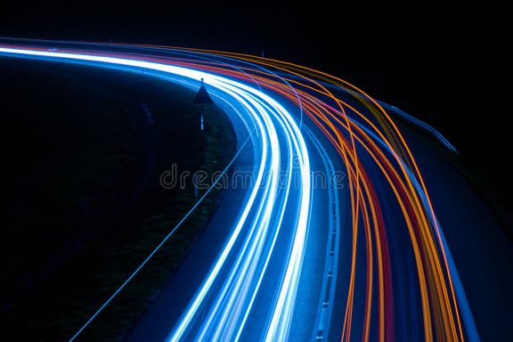 Car Lights at Night. Long Exposure Stock Image - Image of movement ...