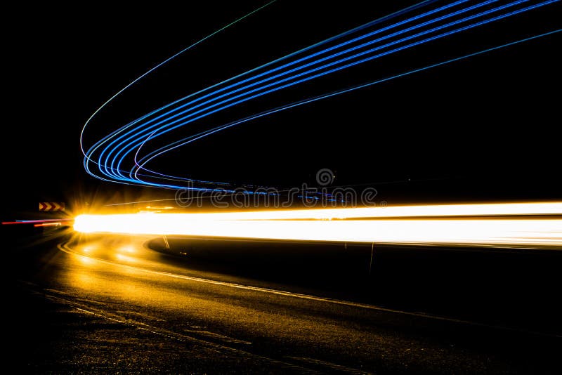 Car Lights at Night on the Road Stock Image - Image of trail ...