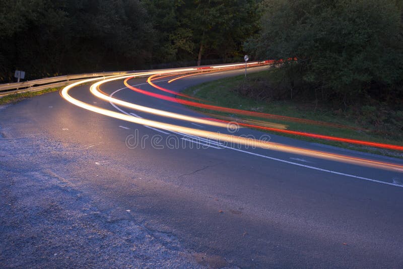 Car lights on the road. stock image. Image of lights - 79487093