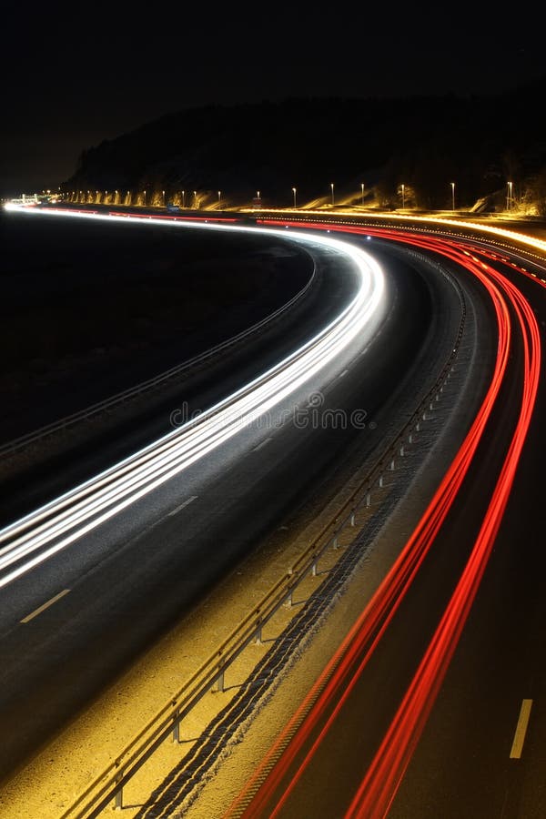 Car Lights on the Road at Night Stock Photo - Image of lights, stripes ...