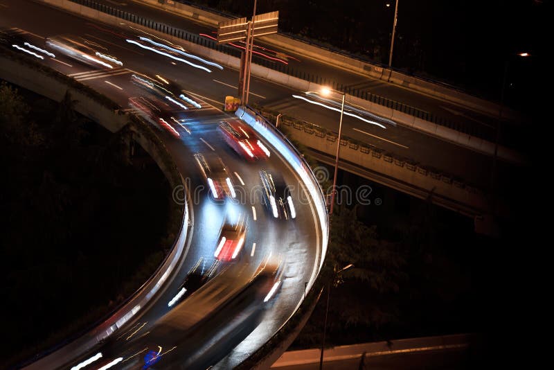 Car lights trace stock image. Image of asphalt, evening - 31400445