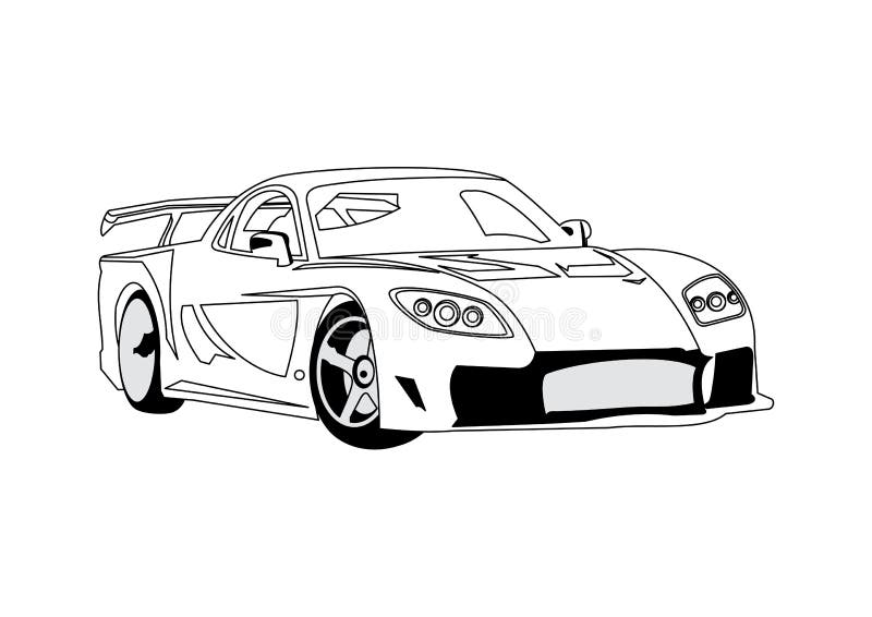 Line art of a car stock photo. Illustration of line - 232846206