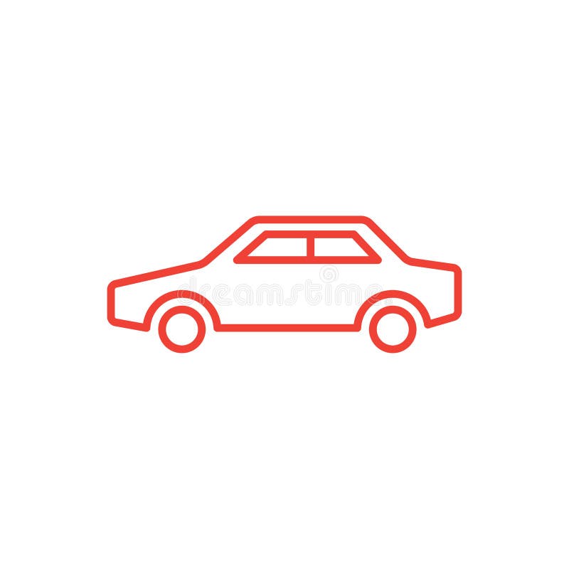 Car Line Red Icon on White Background. Red Flat Style Vector ...