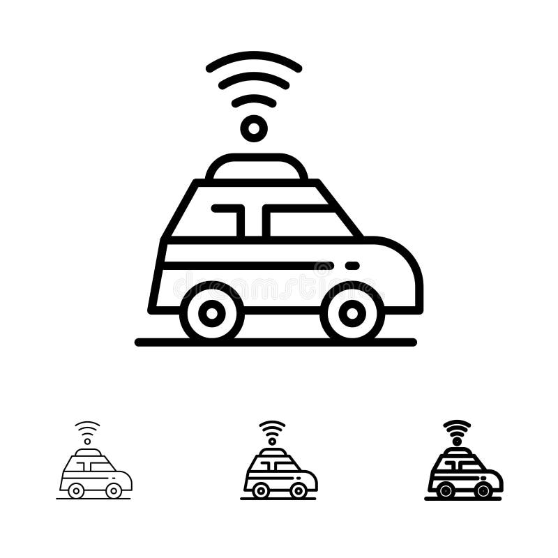 Car, Location, Map Bold and Thin Black Line Icon Set Stock Vector ...
