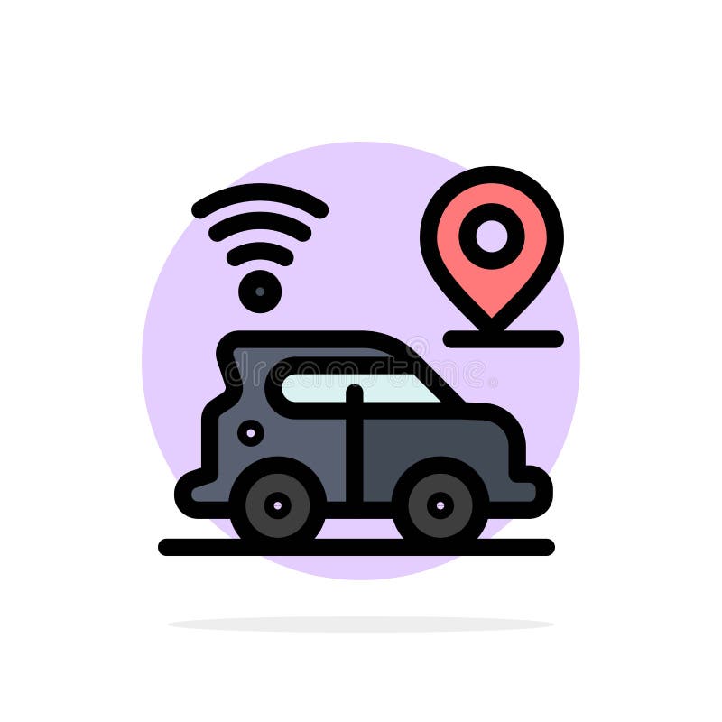 Car, Location, Map, Technology Abstract Circle Background Flat Color ...