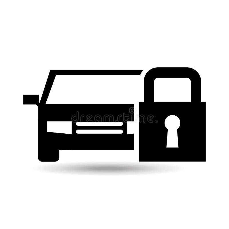 Car and lock icon stock illustration. Illustration of symbol - 79539358