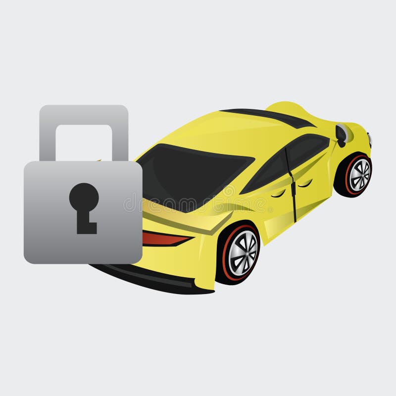 Car with Lock. Vector Illustration Decorative Design Stock Vector ...
