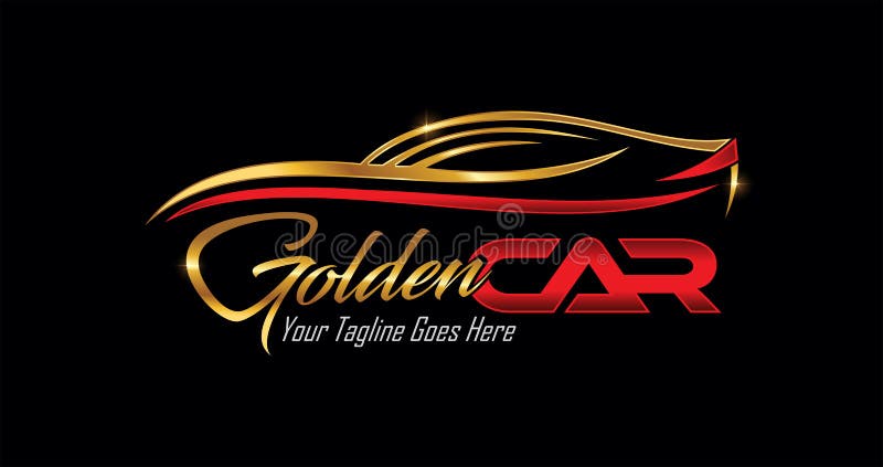 Car Logo in Gold and Red Color Stock Vector - Illustration of graphic ...