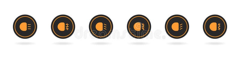 Car Low Beam and High Beam Icon Set Vector. Set of Car Light Logos ...