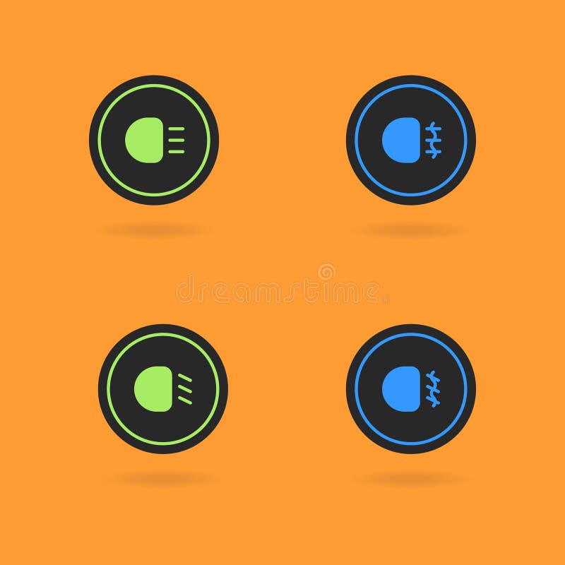 Car Low Beam and High Beam Icon Set Vector. Set of Car Light Logos ...
