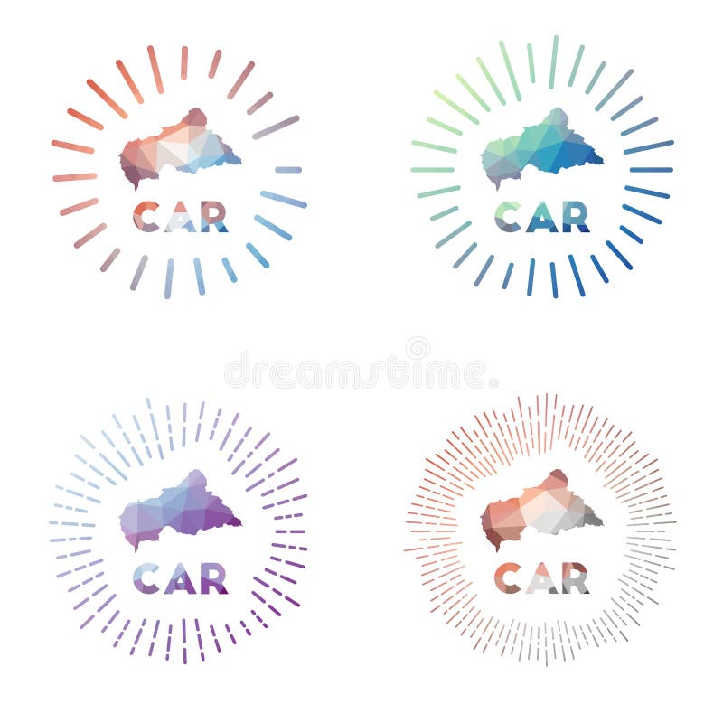 CAR low poly sunburst set. stock vector. Illustration of geometric ...