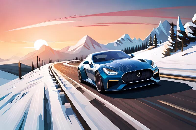 Car Low Polygon Watercolor GenerativeAI Stock Illustration ...