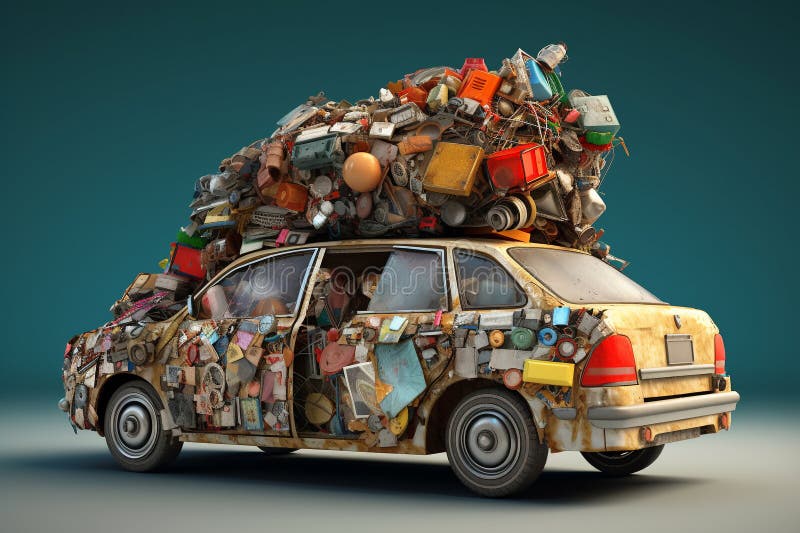 The car is made of garbage stock illustration. Illustration of wreck ...