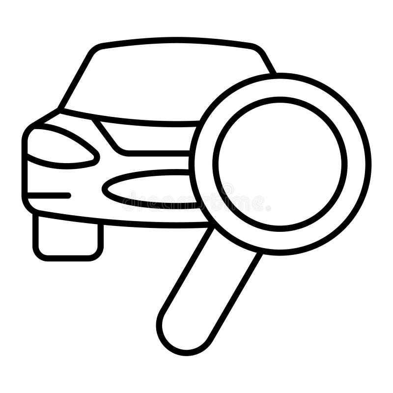 Car with Magnifier Thin Line Icon, Car Service Concept. Vector Graphics ...
