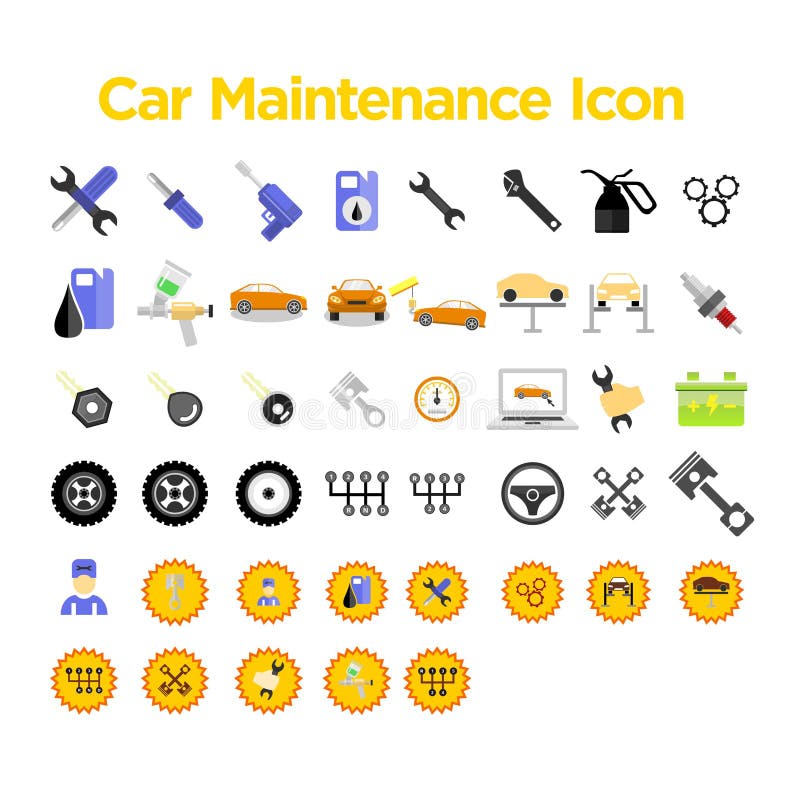 Car Maintenance Icon Set stock vector. Illustration of service - 58737895