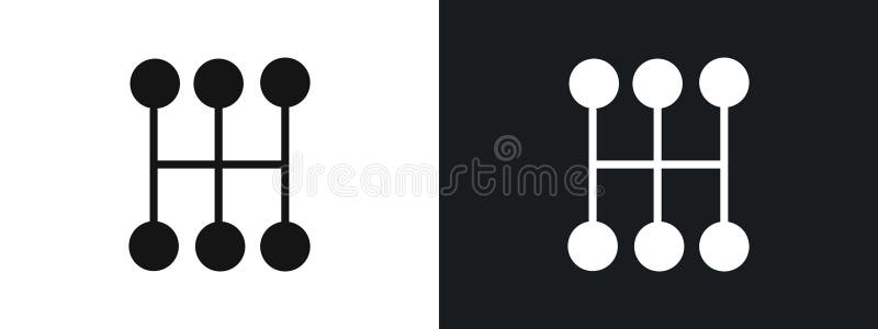 Car Manual Shift Lever Icon Linear Graphics Set Vector in Black Stock ...