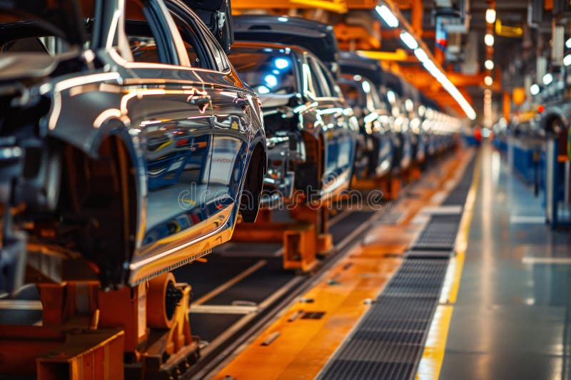 Car Manufacturing on the Big Factory Stock Illustration - Illustration ...