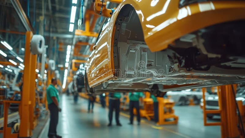 A Car Manufacturing Facility Showcasing an Assembly Line with a ...