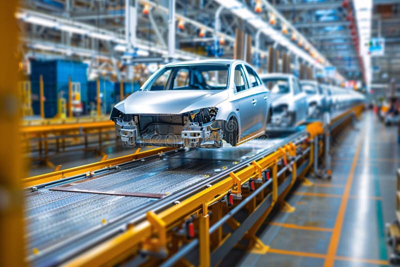 Car Manufacturing on the Modern Factory Stock Illustration ...